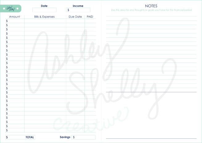 Budget Notebook Details (coming soon to the shop!)